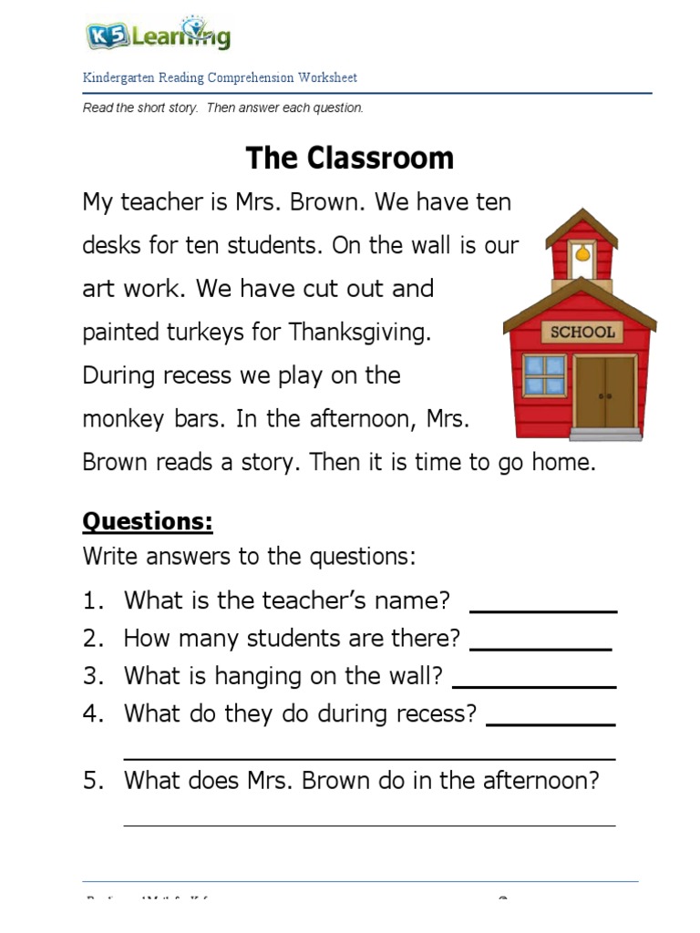 Reading Comprehension Story The Classroom | PDF | Language Arts ...