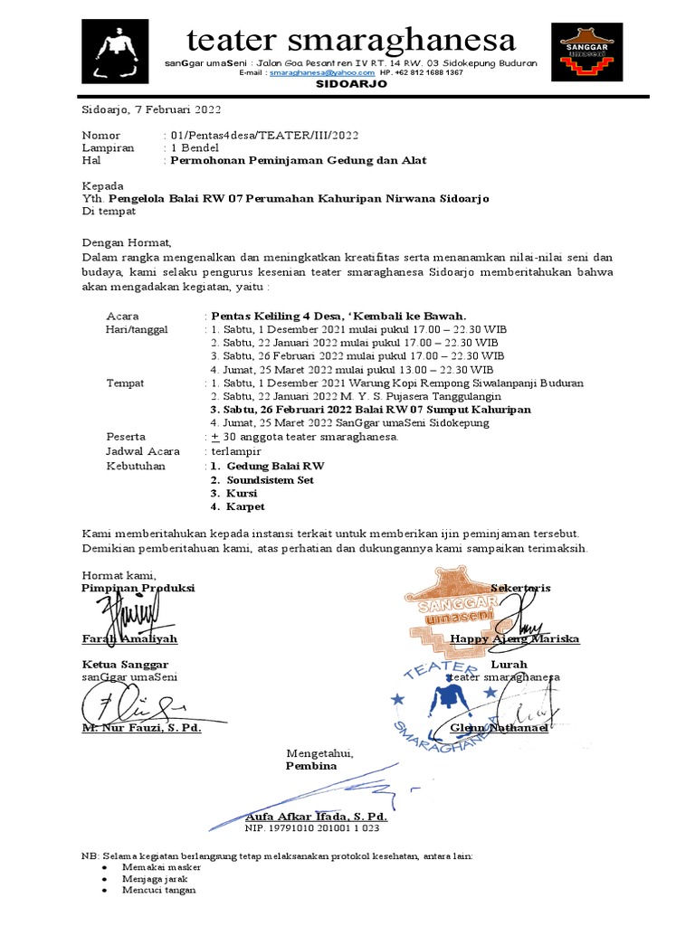Surat Peminjaman Gedung | PDF