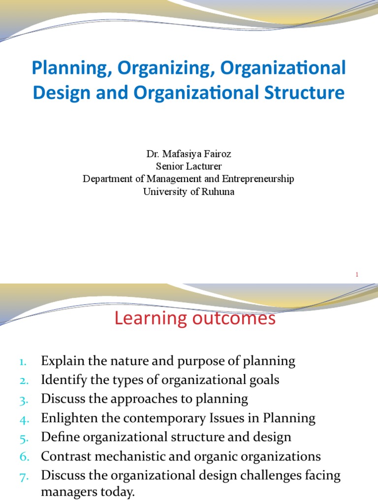 Planning and Organizational Structure Guide | PDF | Organizational ...