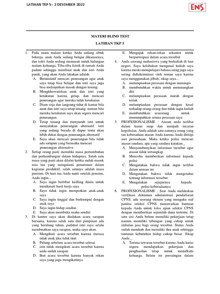 MATERI BTPT LATIHAN TKP 5.a | PDF