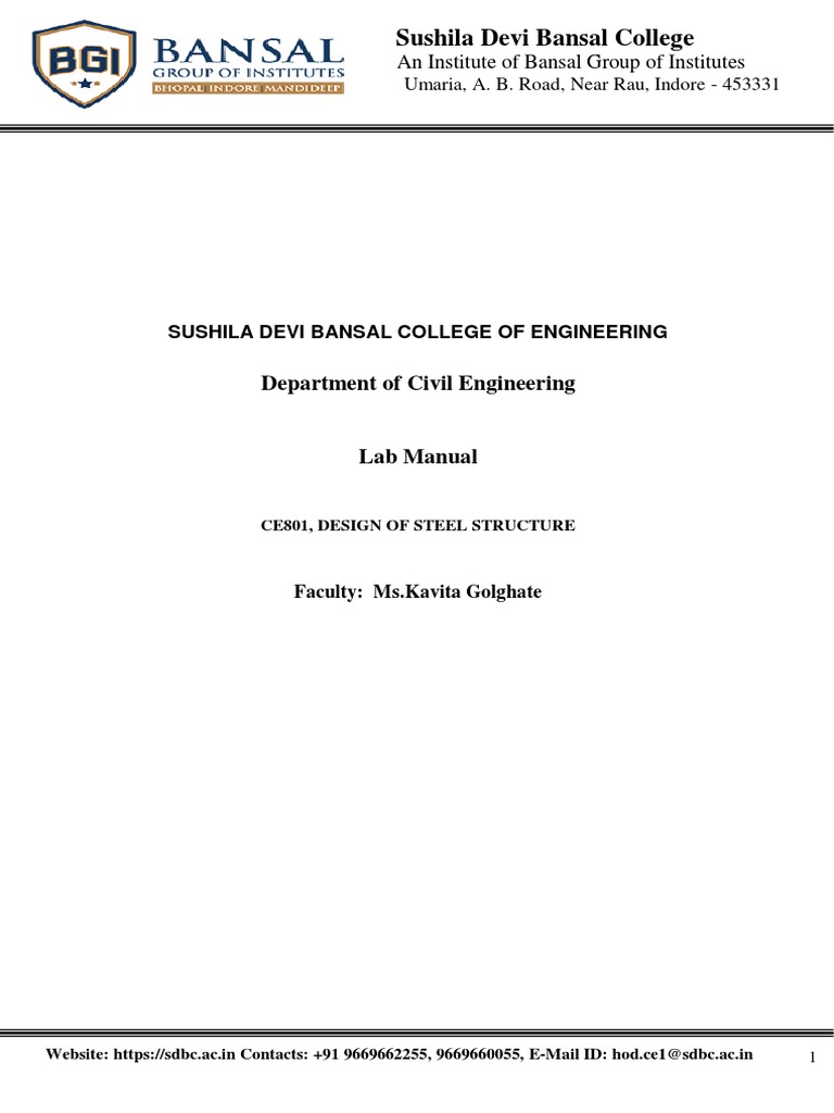 Lab Manual CE Steel | PDF | Building Engineering | Mechanical Engineering