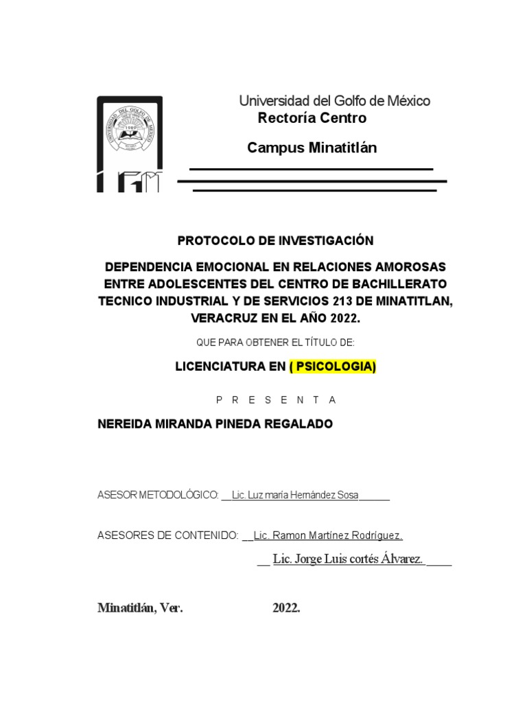 Protocolo Formato Nereida Miranda Pineda Regalado | PDF | Adultos | La sexualidad humana