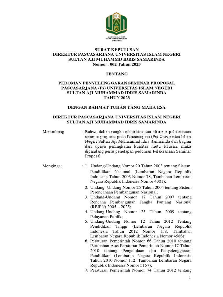 PEDOMAN SEMINAR PROPOSAL | PDF