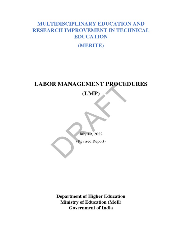 DRAFT MERITE Labor Management Plan | PDF | Occupational Safety And ...