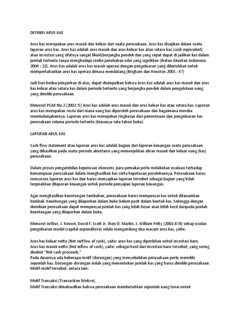Definisi Arus Kas | PDF