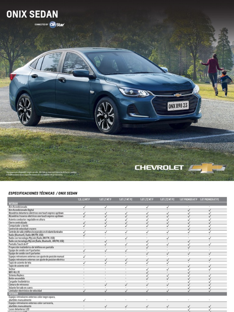 2022 08 Ficha Tecnica Onix Sedan My23 2 Chile | PDF | Turbocompresor | Vehículos de ruedas