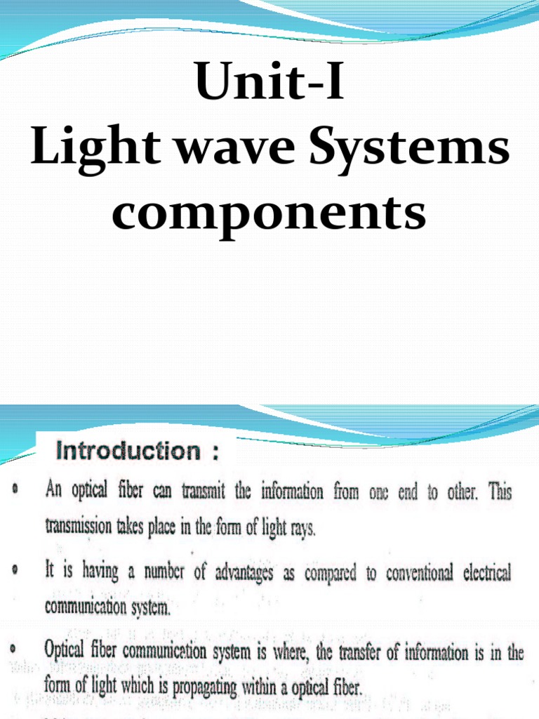 Unit-I Light Wave Systems Components | PDF
