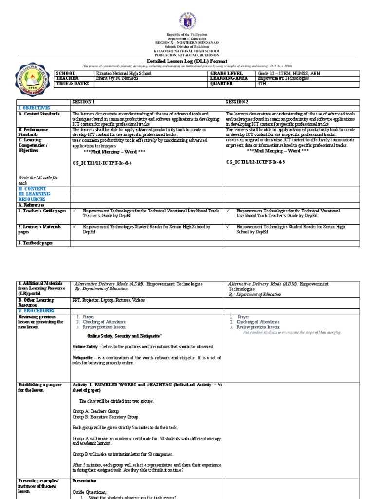 DLL Mail Merge Word | PDF | Microsoft Word | Educational Technology