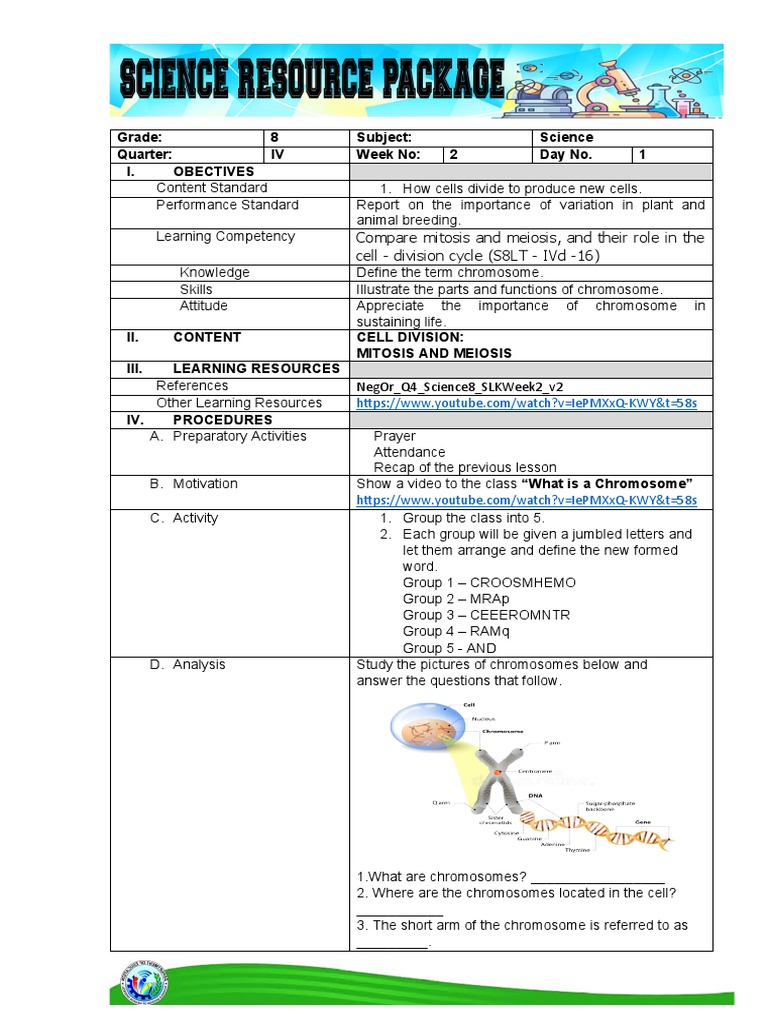 Grade: 8 Subject: Science Quarter: IV Week No: 2 Day No. 1 I. Obectives ...