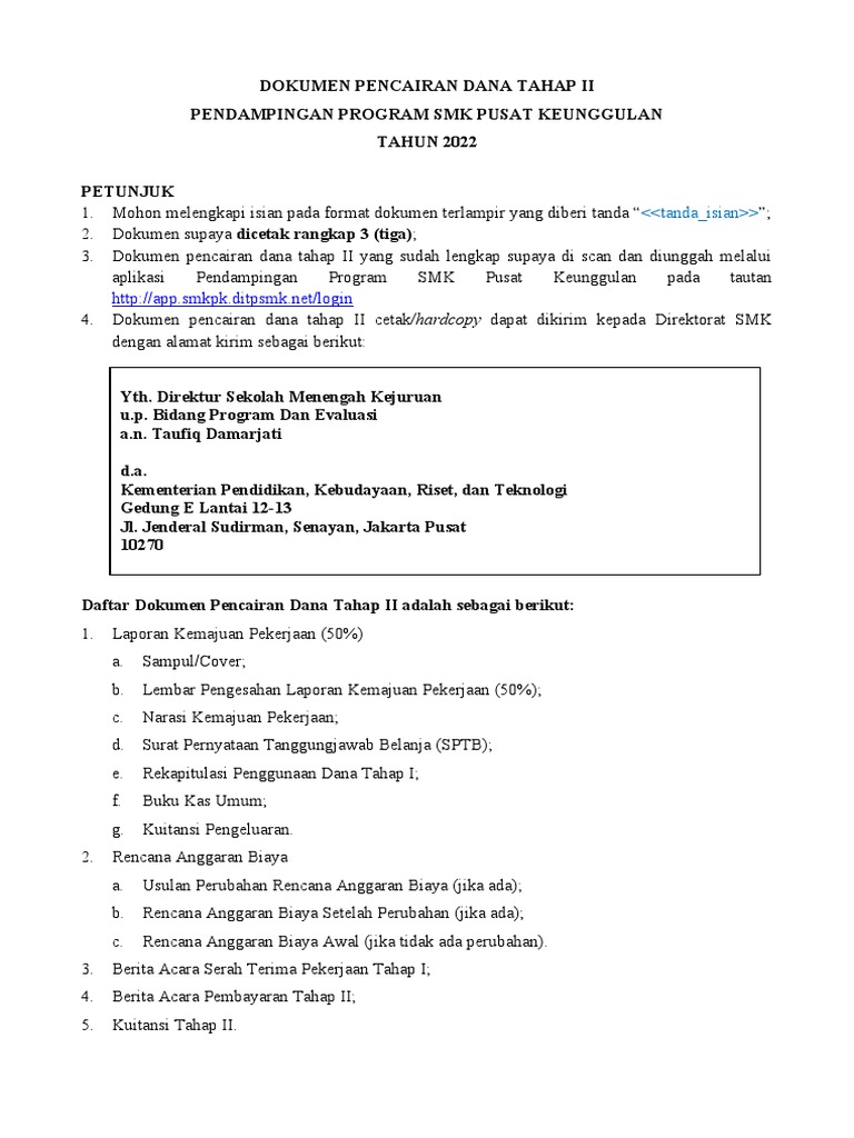 Dokumen Pencairan Dana Tahap II - PTP 2022 | PDF