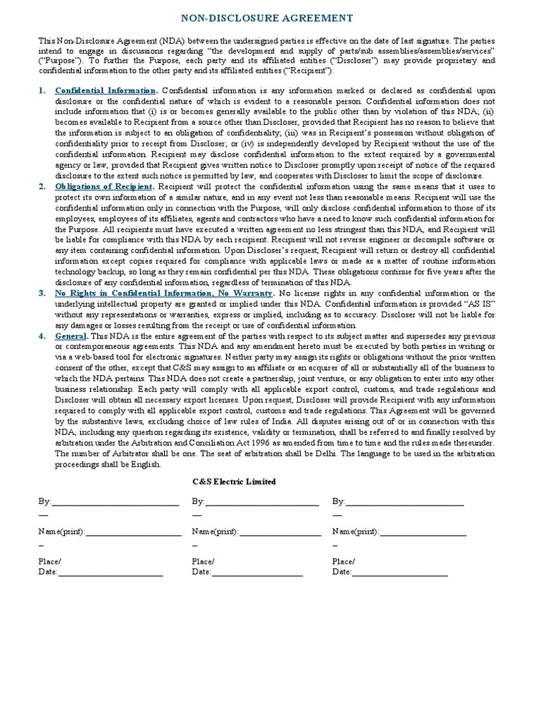 Standard NDA | PDF | Non Disclosure Agreement | Justice