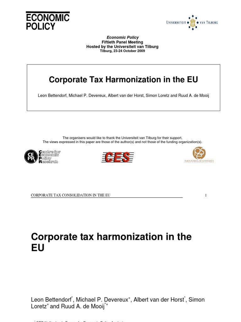 Corporate Tax Harmonization in The EU: Fiftieth Panel Meeting Hosted by ...
