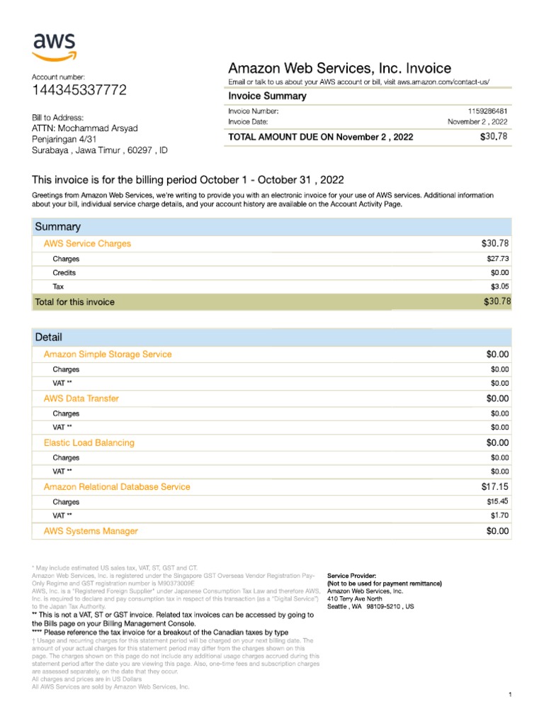 Invoice Aws | PDF