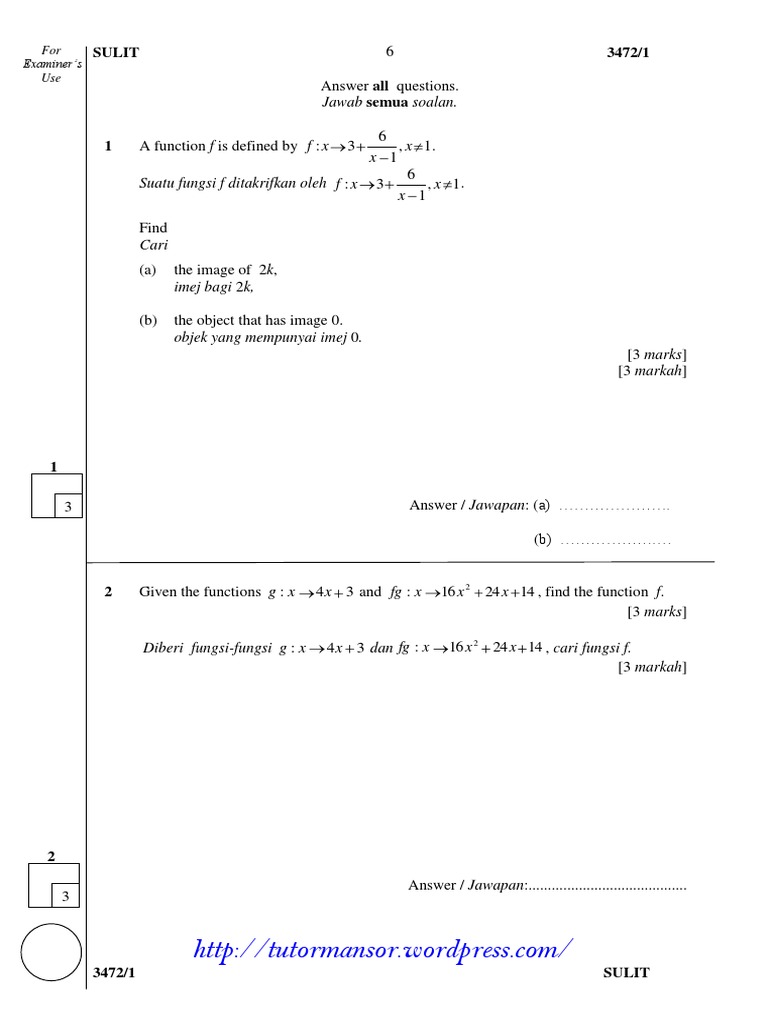 Add Math Spm Trial 2008 Mrsm P1 Ans Pdf Mathematical Concepts Mathematical Analysis
