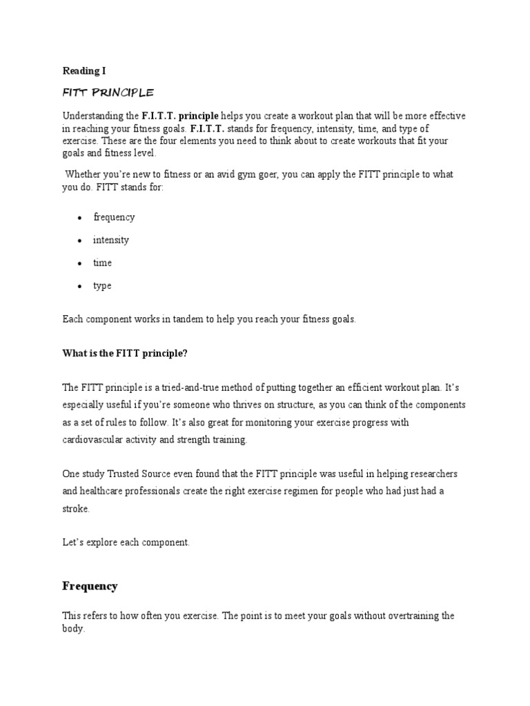 FITT PRINCIPLE Training Program Design | Download Free PDF | Aerobic ...