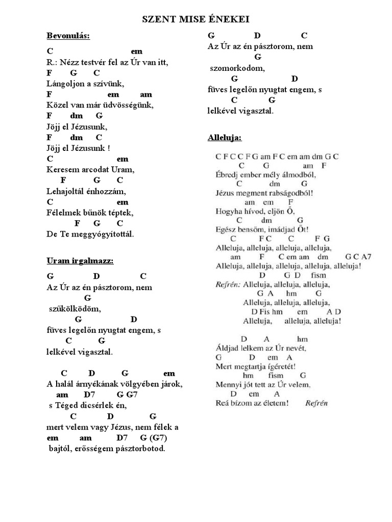 Mise Énekek - Akkordos | PDF