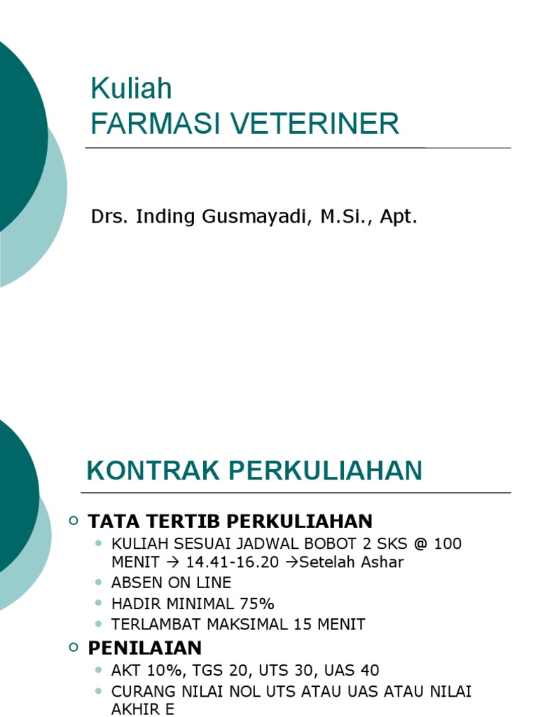 Materi Kuliah Farmasi Veteriner 2 | PDF
