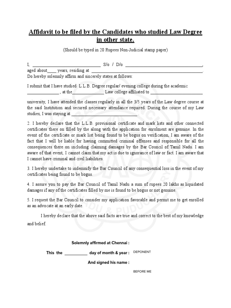 Enrolment Sample Other State Affidavit | PDF | Law