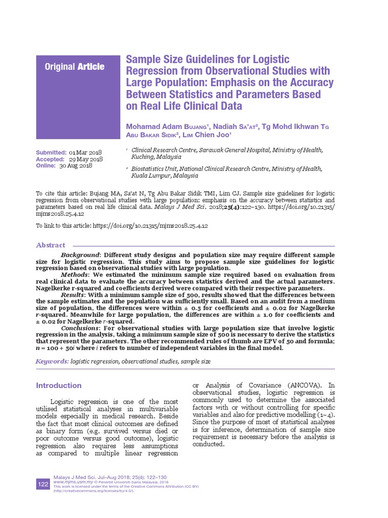 Sample Size Guidelines For Log | PDF | Regression Analysis | Effect Size