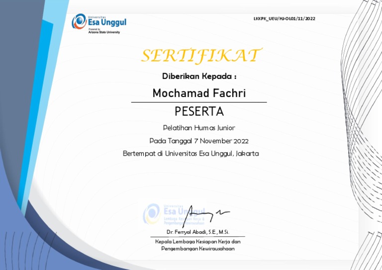 Sertifikat Pelatihan SKPI | PDF