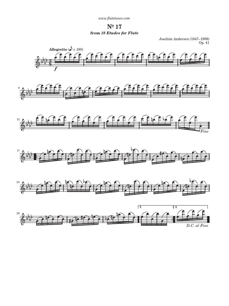 Andersen Flute Etude No. 17 Sheet Music | PDF