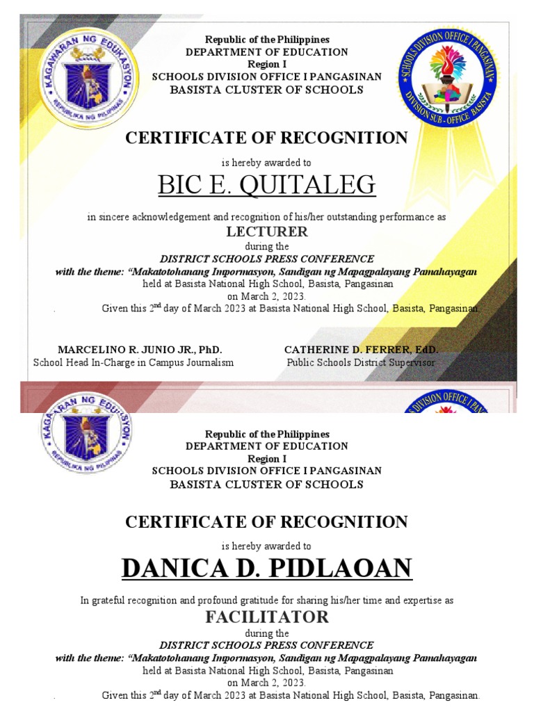 Certificates JOURNALISM PARTICIPATION - 2023 | PDF