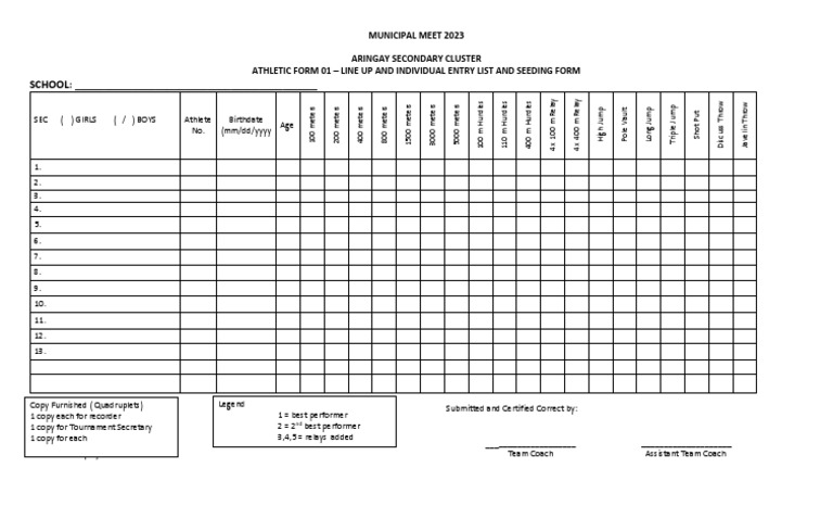 Seeding Form-Athletics | Download Free PDF | Sports Competitions ...