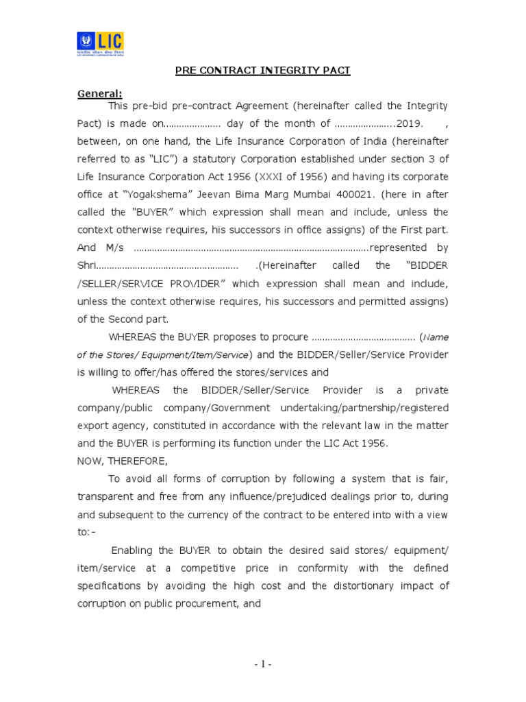 Integrity Lic | PDF | Procurement | Bribery