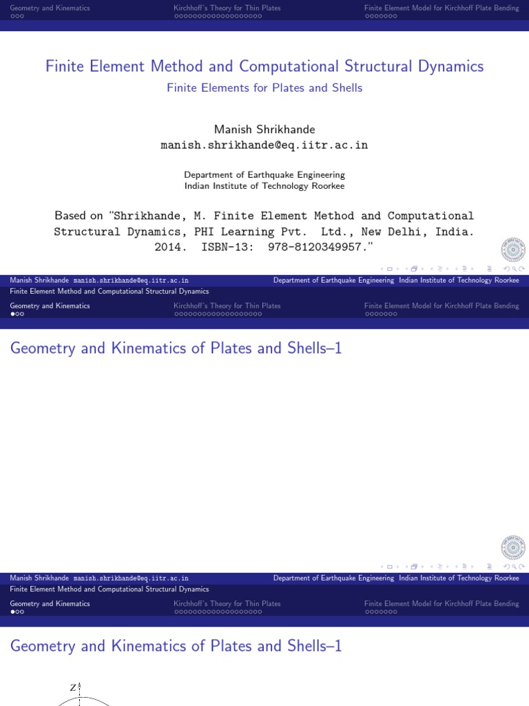 Finite Elements For Plates and Shells | PDF | Bending | Stress (Mechanics)
