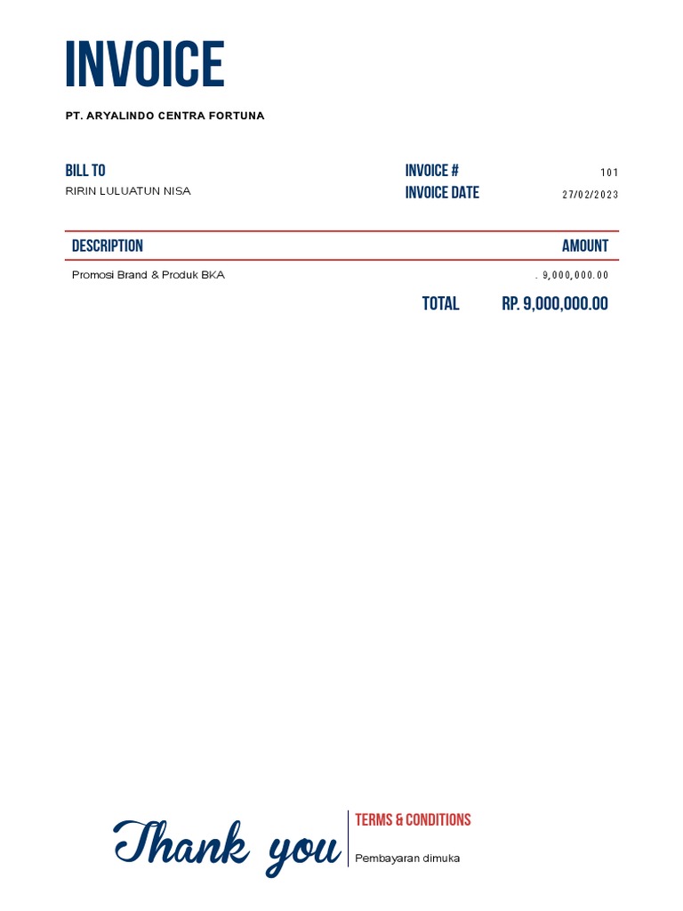 Contoh Invoice Simpel Pdf