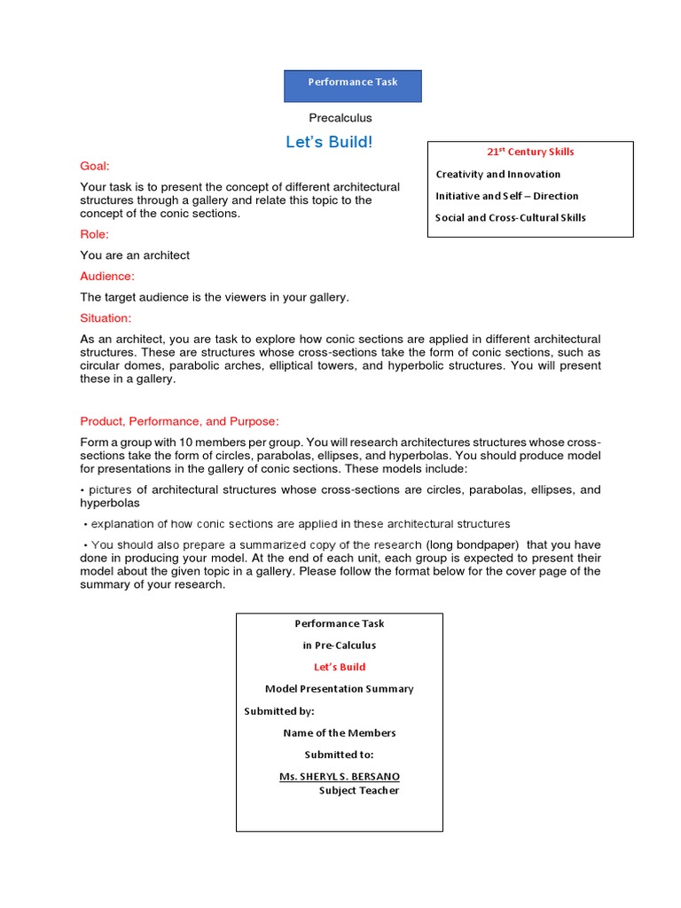 Precalculus Performance Task | PDF | Ellipse
