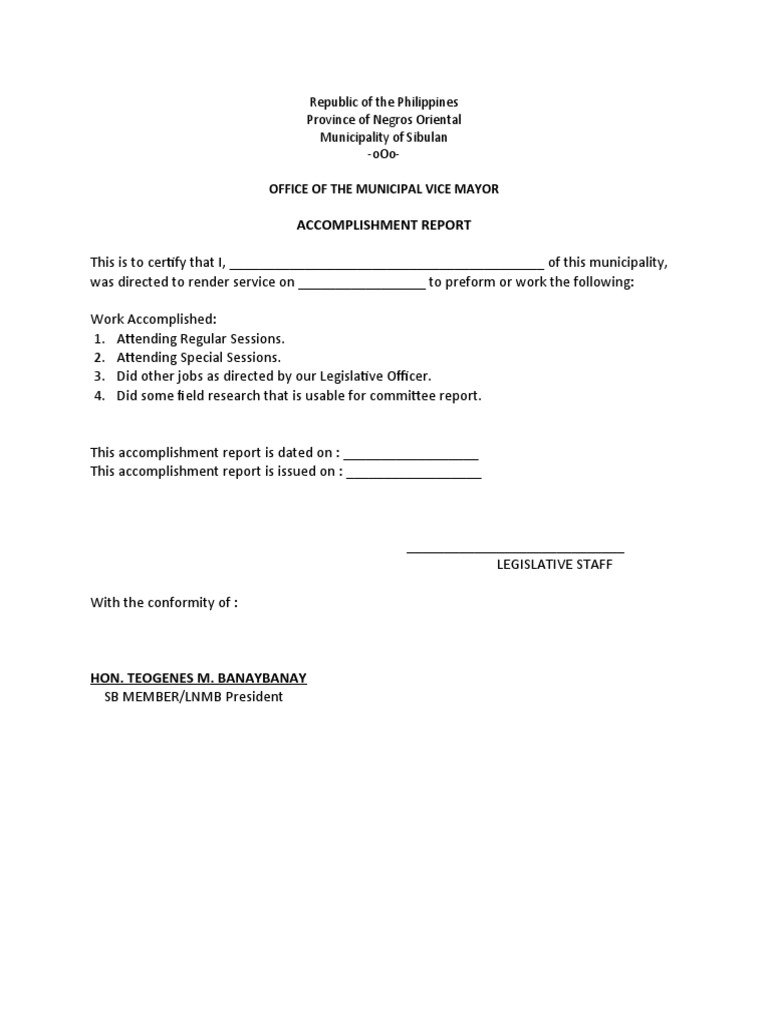 Legislative Staff Accomplishment Report | PDF | Finance & Money Management