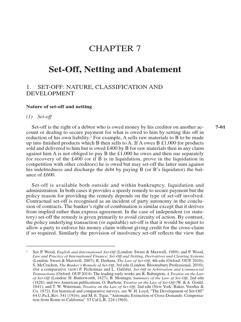 Set-Off, Netting and Abatement | PDF | Set Off (Law) | Bankruptcy