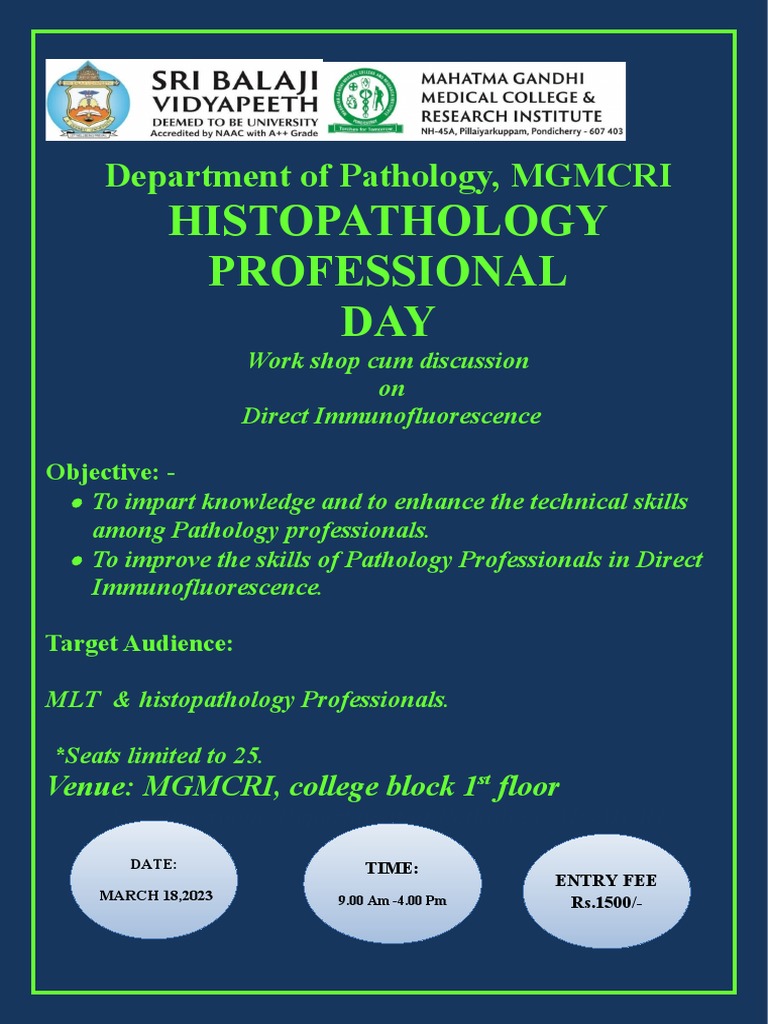 Immunofluorescence Workshop at MGMCRI | PDF | Laboratories | Laboratory ...