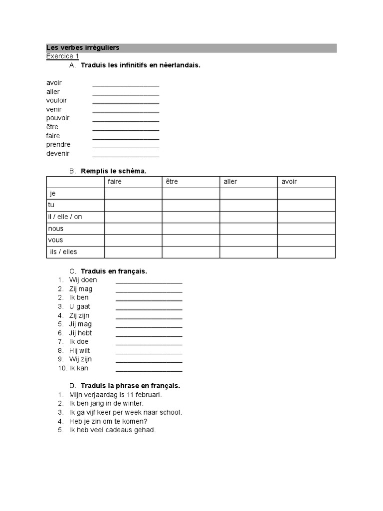 Les Verbes Irréguliers | PDF