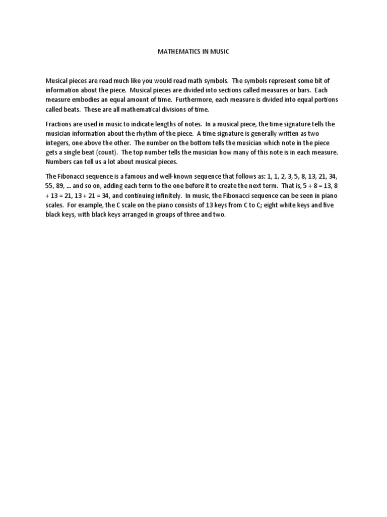 Mathematics in Music | PDF | Teaching Methods & Materials