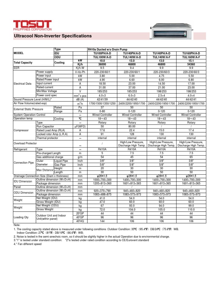 ULTRACOOL Fixed Speed Specifications | PDF | Pipe (Fluid Conveyance ...
