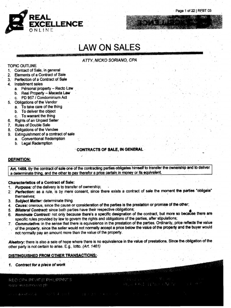 Law On Sales | PDF