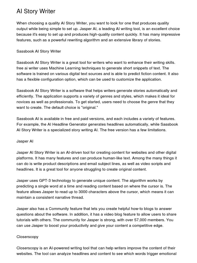 AI Story Writernpuaj | PDF | Artificial Intelligence | Intelligence (AI ...
