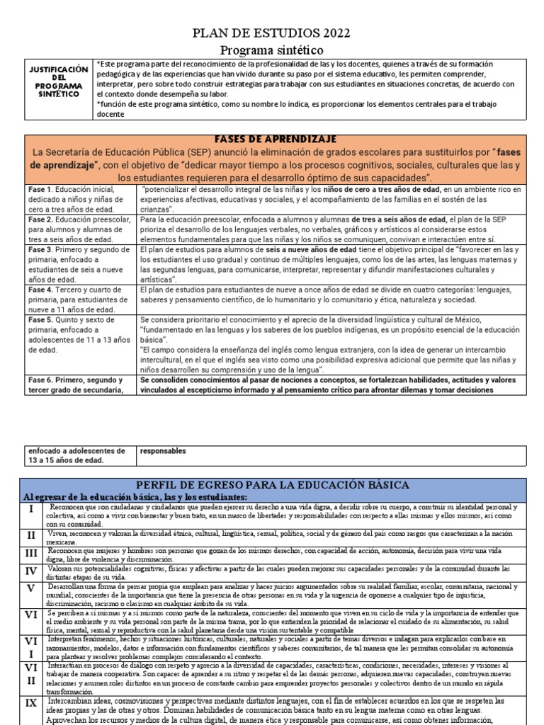 Plan de estudios 2022-2027: Un enfoque basado en fases de aprendizaje y ejes articuladores para ...