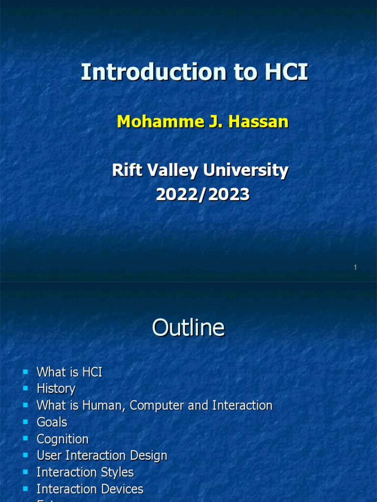 Lecture 1 Introduction To Hci Pdf Human Computer Interaction Input Output
