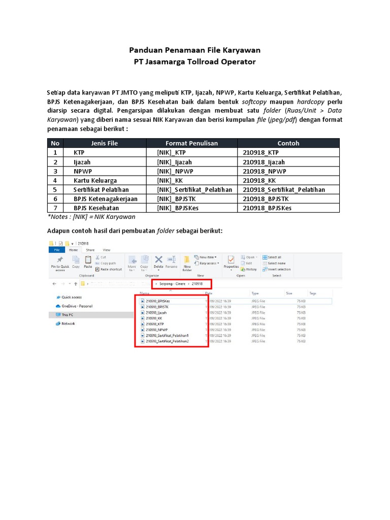 Panduan Penamaan File Karyawan PT JMTO | PDF | Komputer