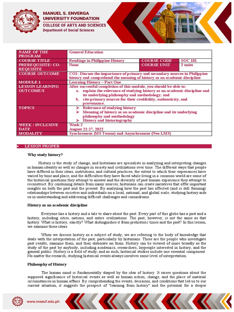 Philippine History Course Insights | PDF | Methodology | Science
