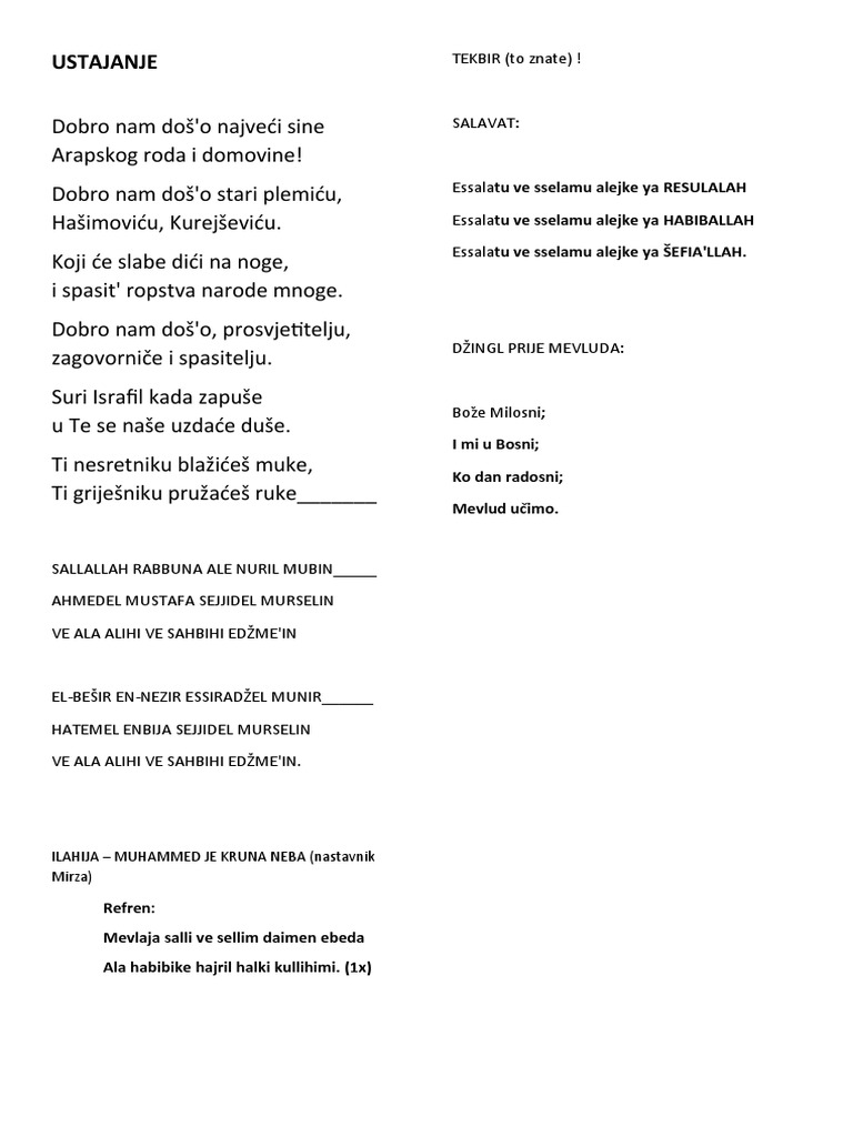 MEVLUD, Ustajanje | PDF