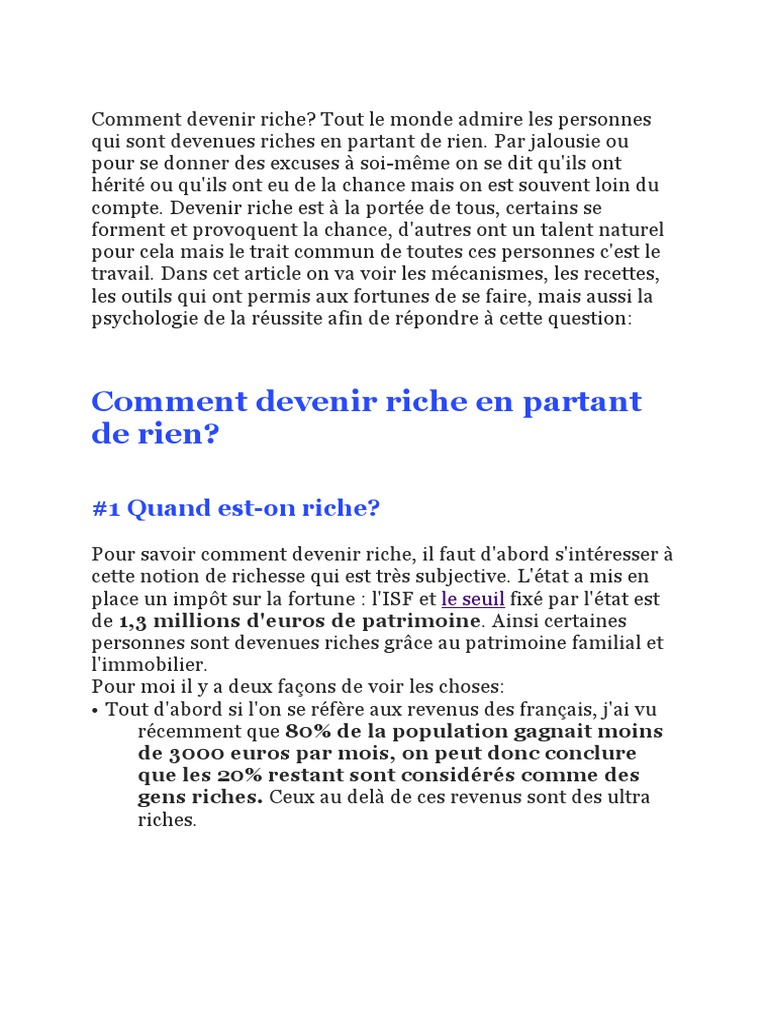 Devenir riche en partant de rien | PDF | Assurance | Banques
