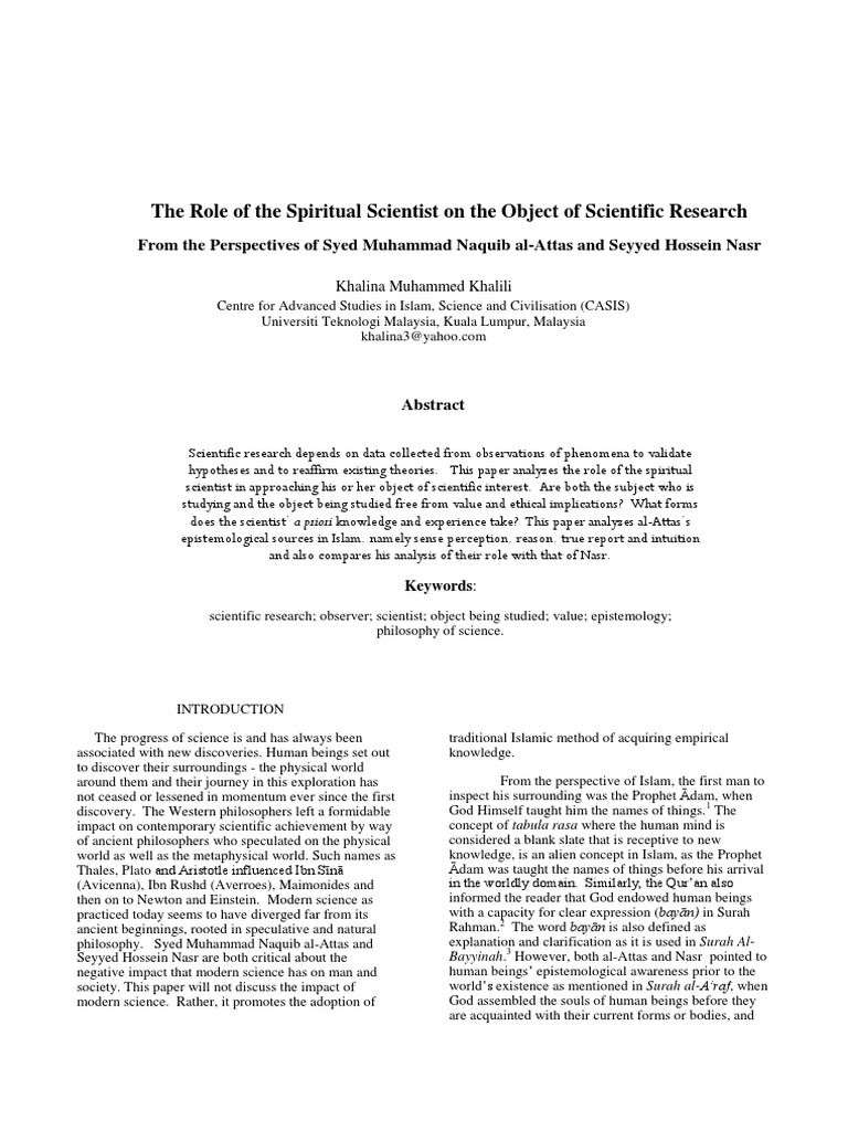 The Role of The Spiritual Scientist | PDF | Intuition | Science