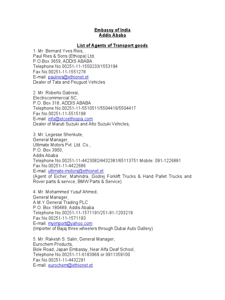 List of Importers of Transport Goods | PDF | Loader (Equipment) | Car