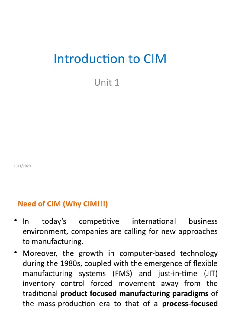 Cim Unit 1 | PDF | Automation | Computer Aided Design