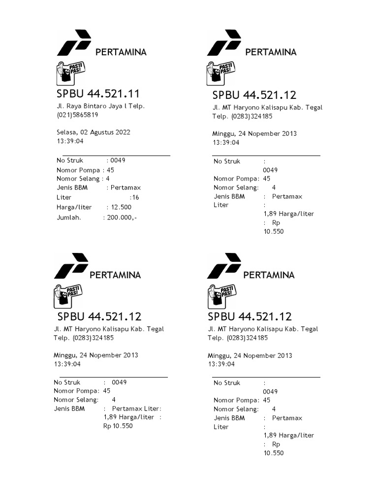 Struk Pembelian BBM Pertamax 2022 | PDF