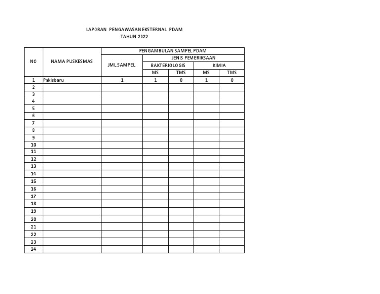 Format Laporan Eksternal Pdam Wilker PKM Pakisbaru | PDF